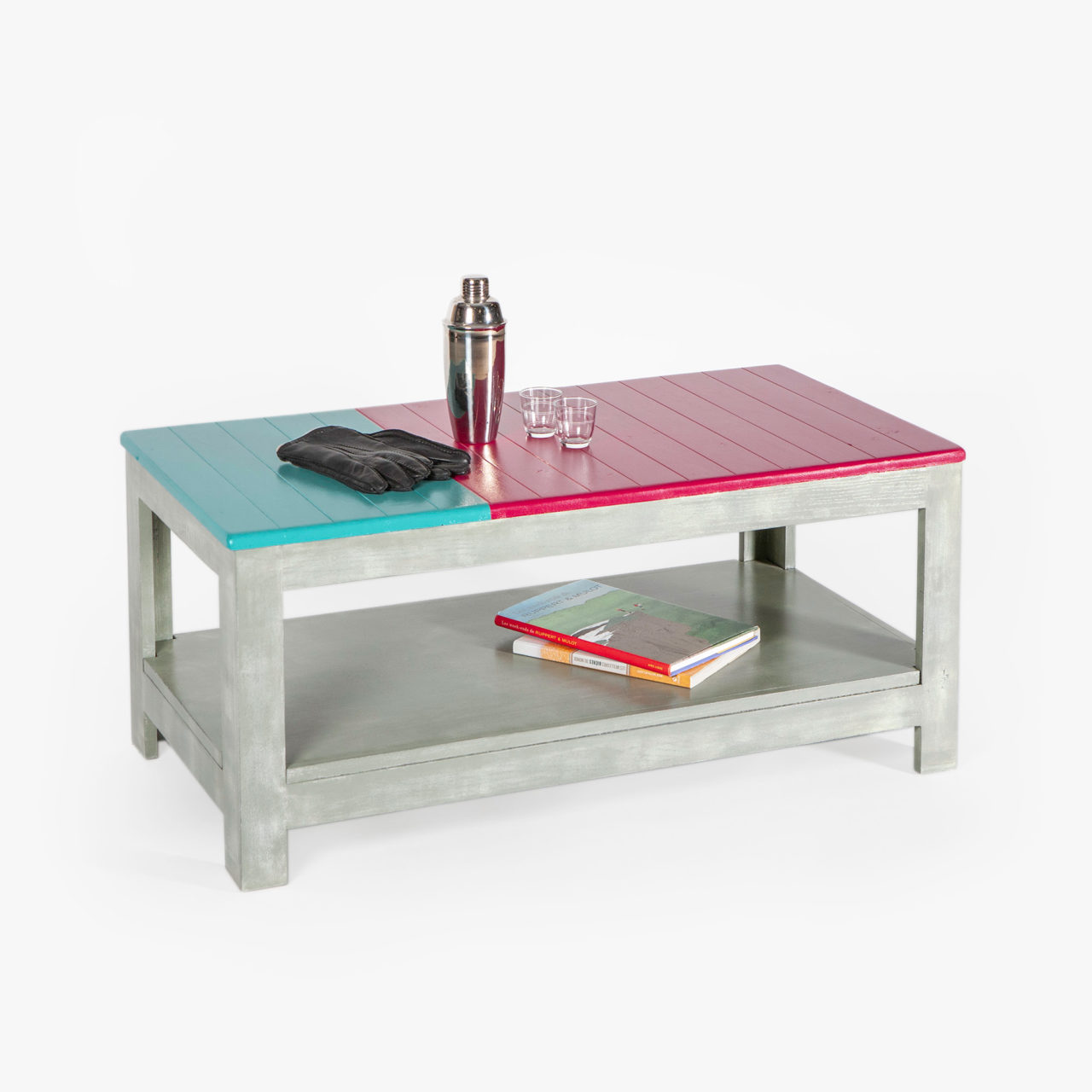 Table basse colorée effet béton — pièce unique artisanale — modèle Boston